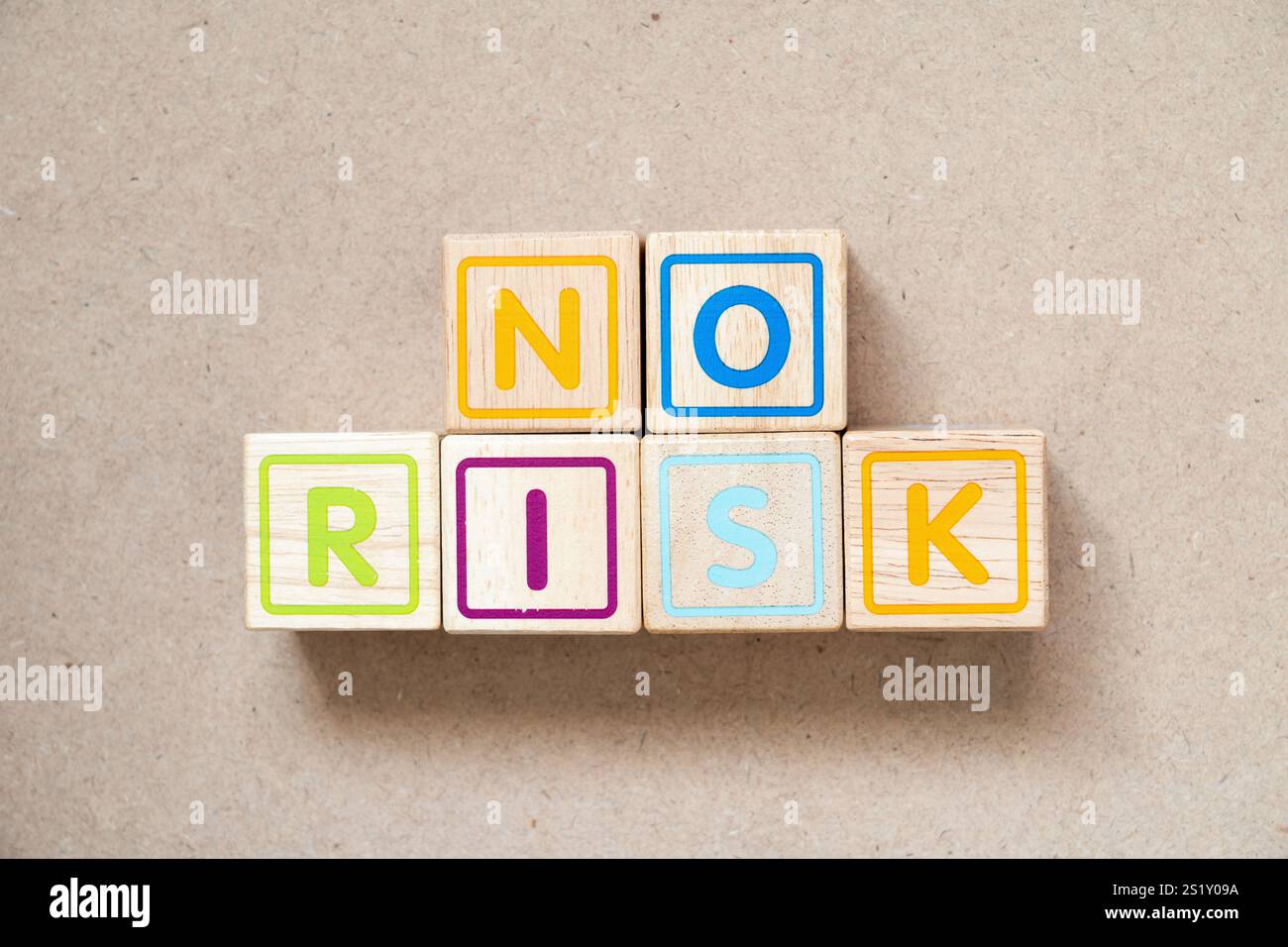 Alphabet letter block in word no risk on wood background Stock Photo ...