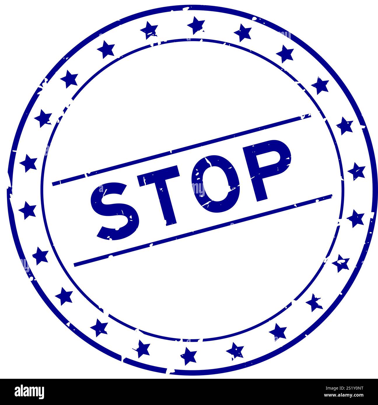 Grunge blue stop word round rubber seal stamp on white background Stock ...