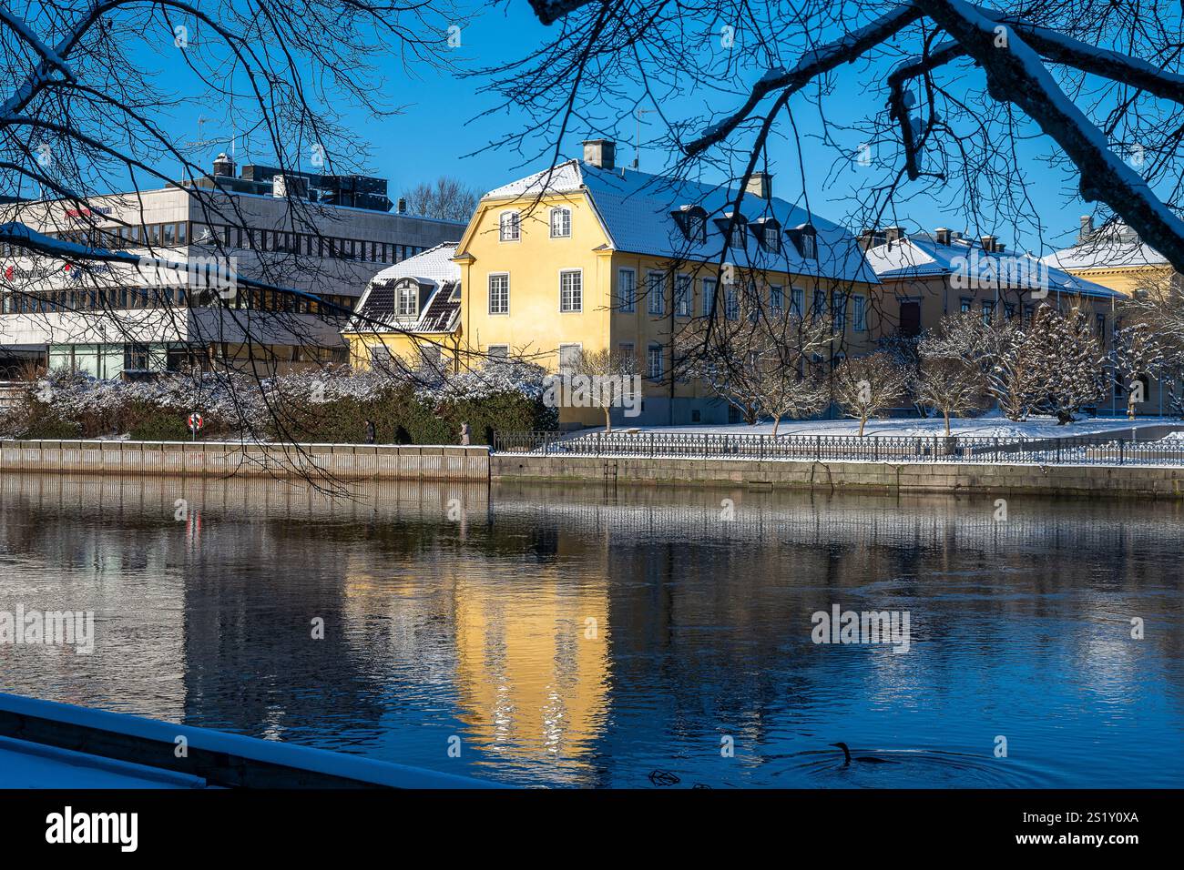 Cederhielmska huset and Carl Johans park on the other side of Motala ...