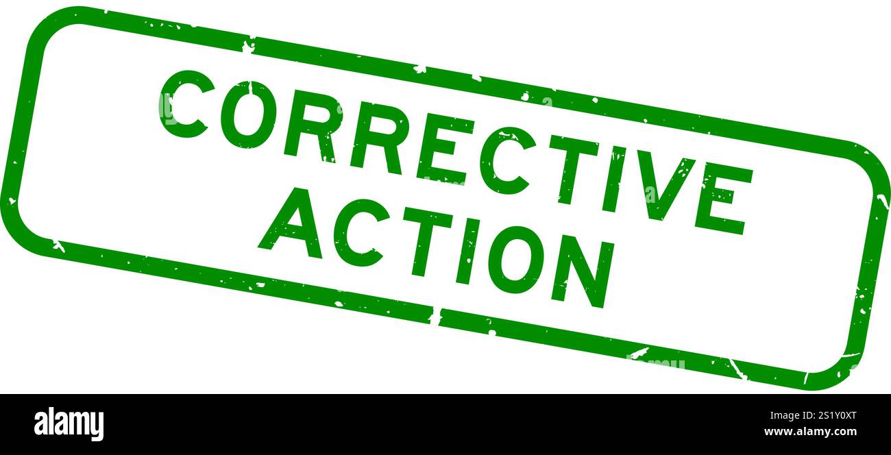 Grunge green corrective action word square rubber seal stamp on white background Stock Vector ...