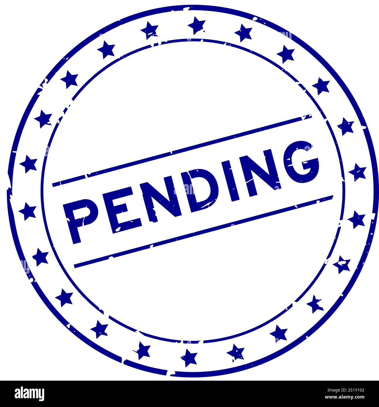 Grunge blue pending word round rubber seal stamp on white background ...