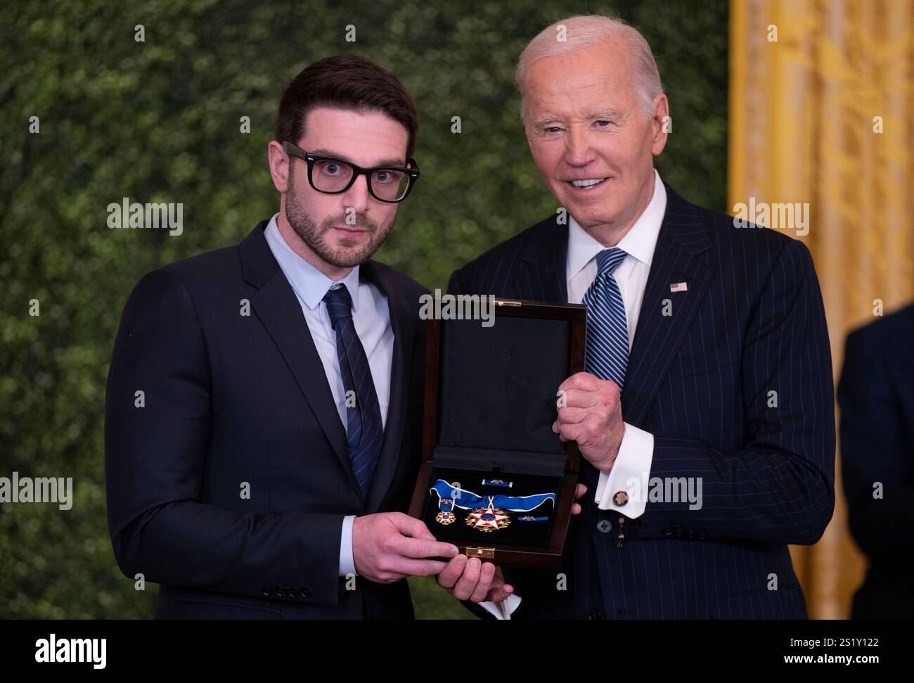 United States President Joe Biden presents Alex Soros, son of award ...