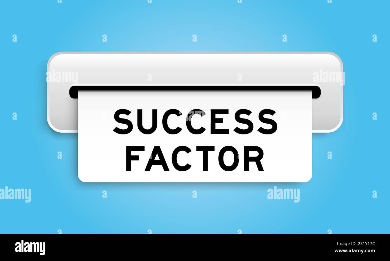 White coupon banner with word success factor from machine on blue color ...
