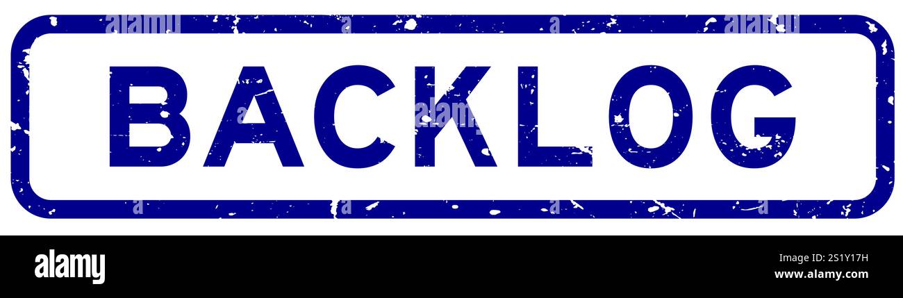 Grunge blue backlog word square rubber seal stamp on white background ...