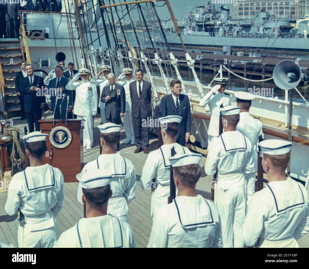 John F. Kennedy inspecting The Eagle Stock Photo - Alamy