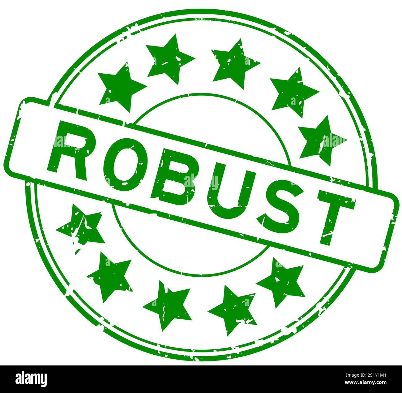 Grunge green robust word with star icon round rubber seal stamp on white background Stock Vector ...
