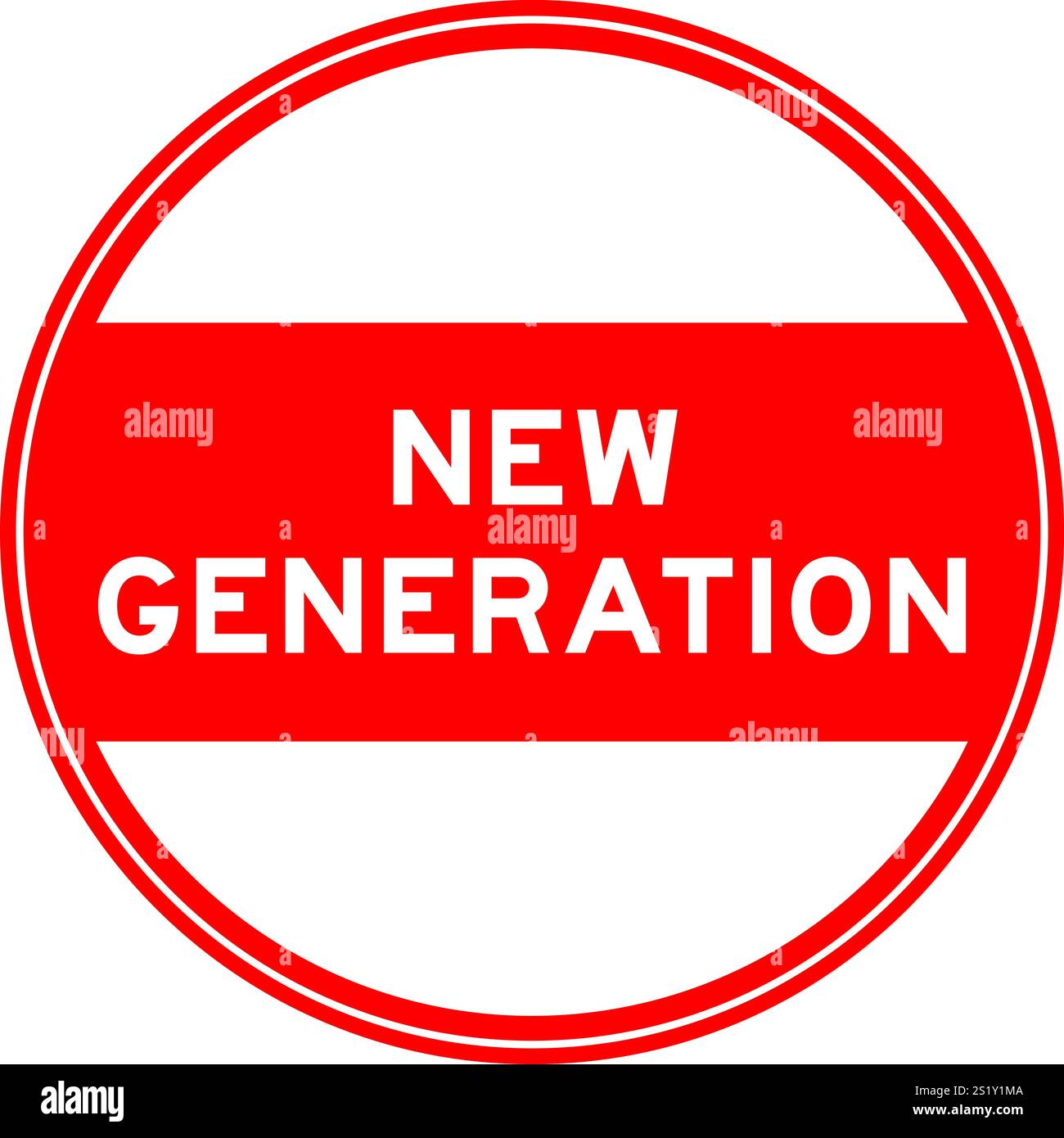 Red color round seal sticker in word new generation on white background ...