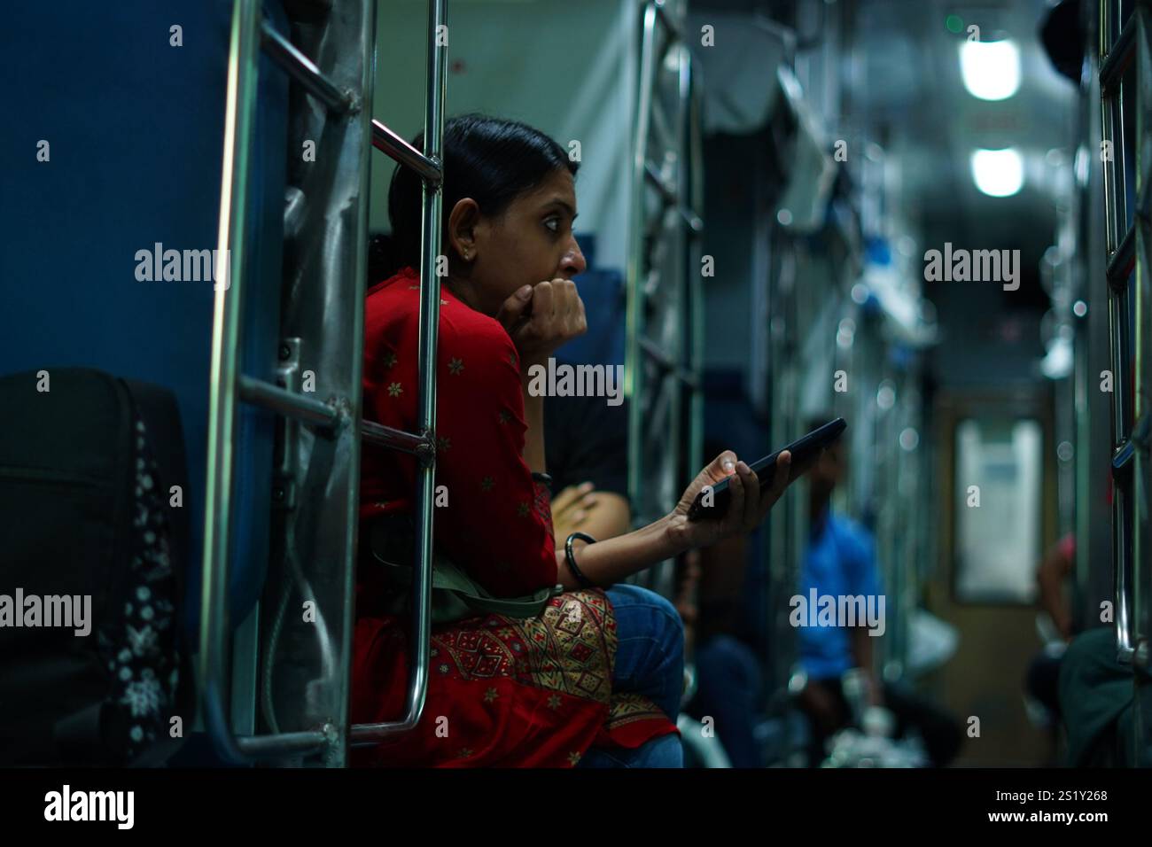 Women inside the train coach, India Stock Photo - Alamy