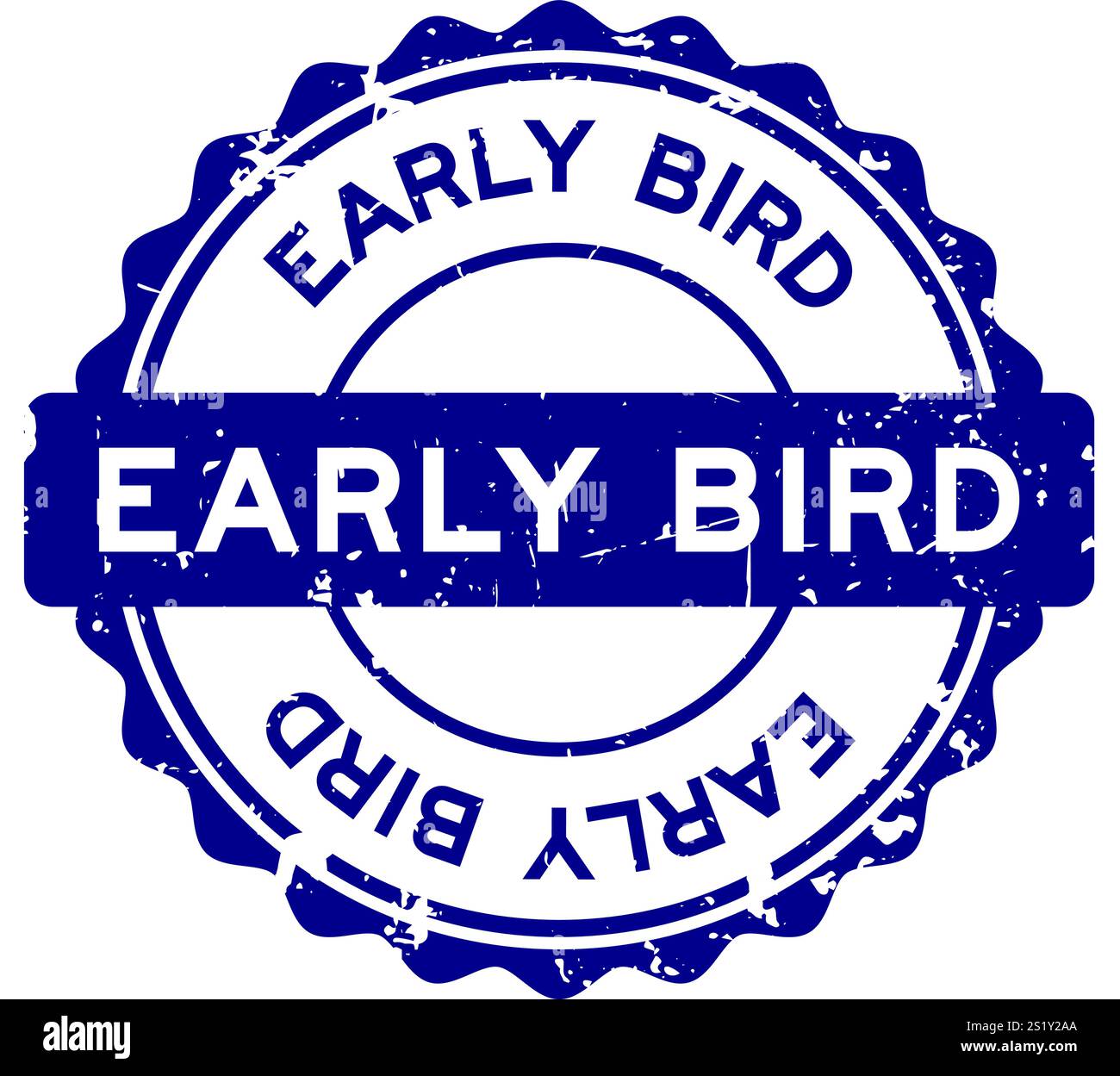 Grunge blue early bird word round seal stamp on white background Stock ...