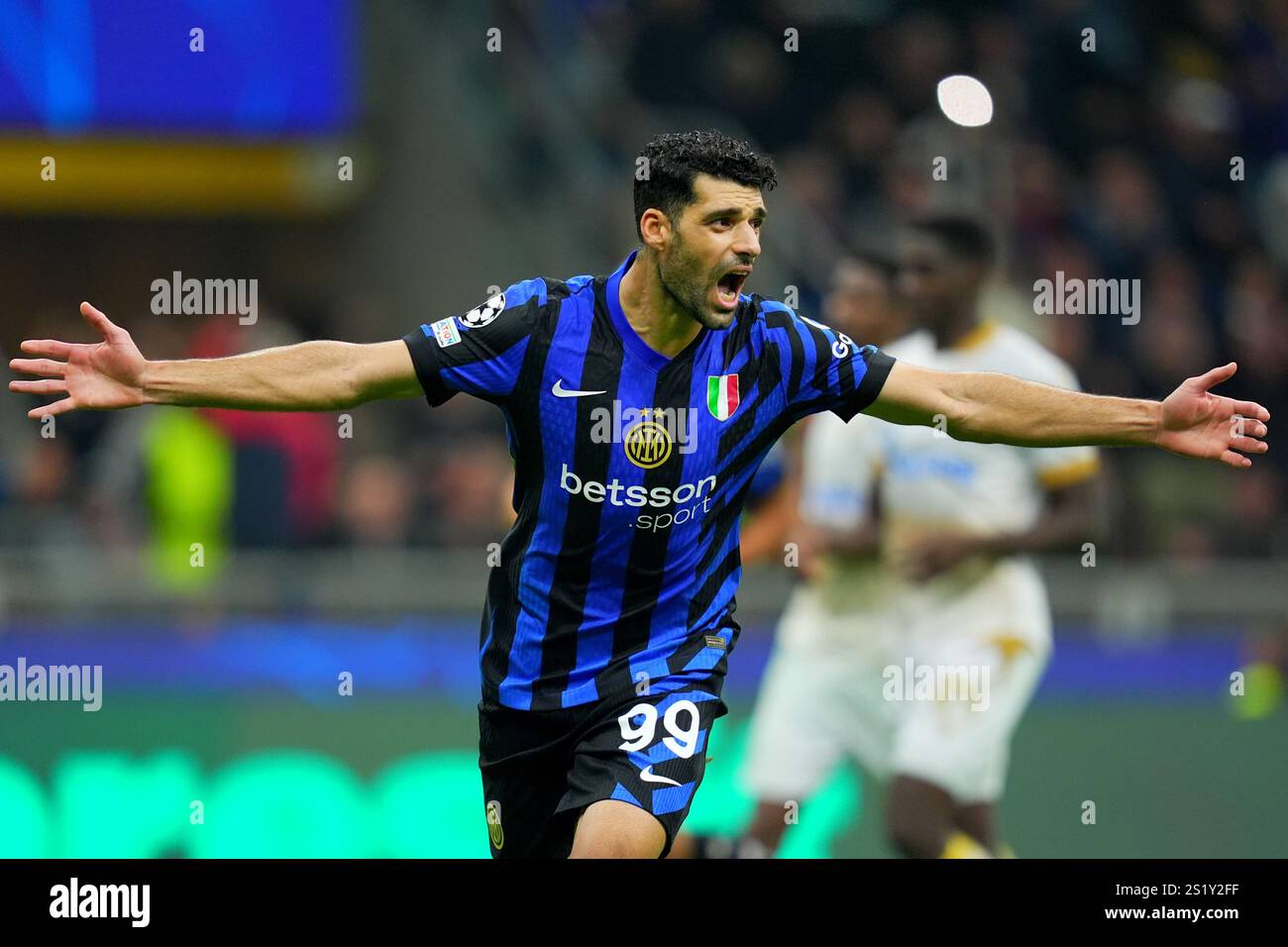 Inter Milan's Mehdi Taremi celebrates after scoring 4-0 during the Uefa ...