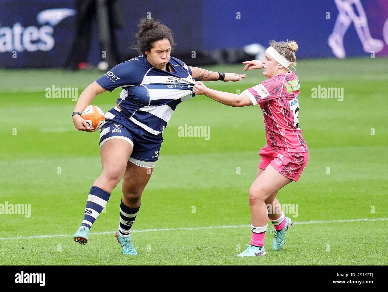 Bristol Bears' Rownita Marston-Mulhearn (left) and Gloucester-Hartpury ...