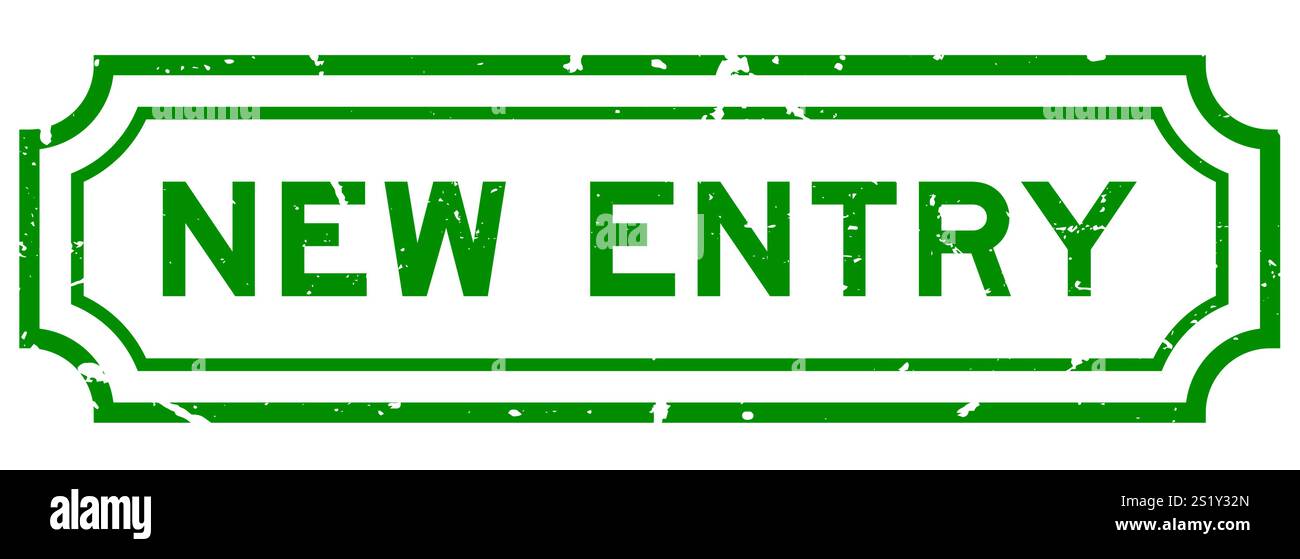 Grunge green new entry word rubber seal stamp on white background Stock Vector Image & Art - Alamy