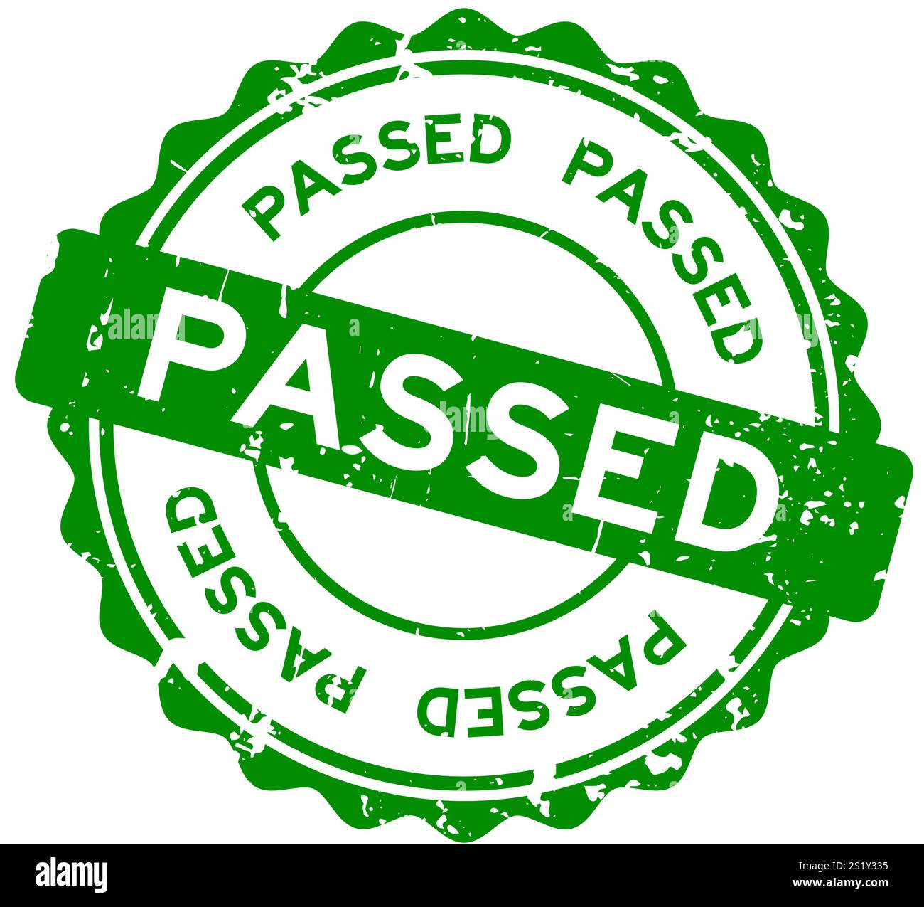 Grunge green passed word round rubber seal stamp on white background ...