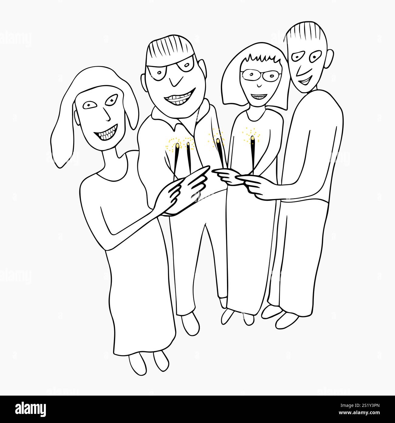 A funny picture with caricature characters. Four people Stock Vector ...