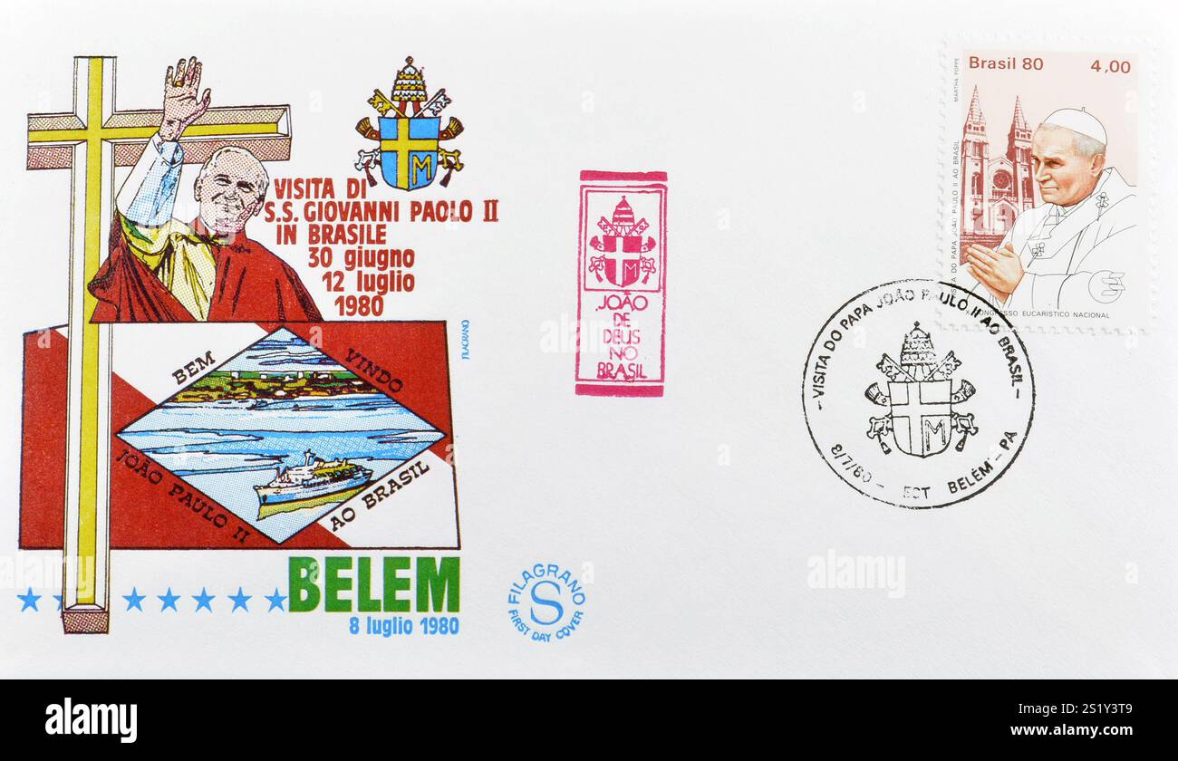 Letter with cancelled postage stamp printed by Brazil, that celebrates ...