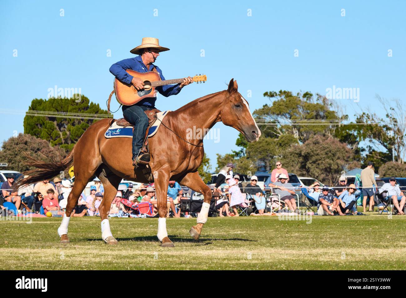 Horseman Tom Curtain demonstrating horse riding without a bridle ...