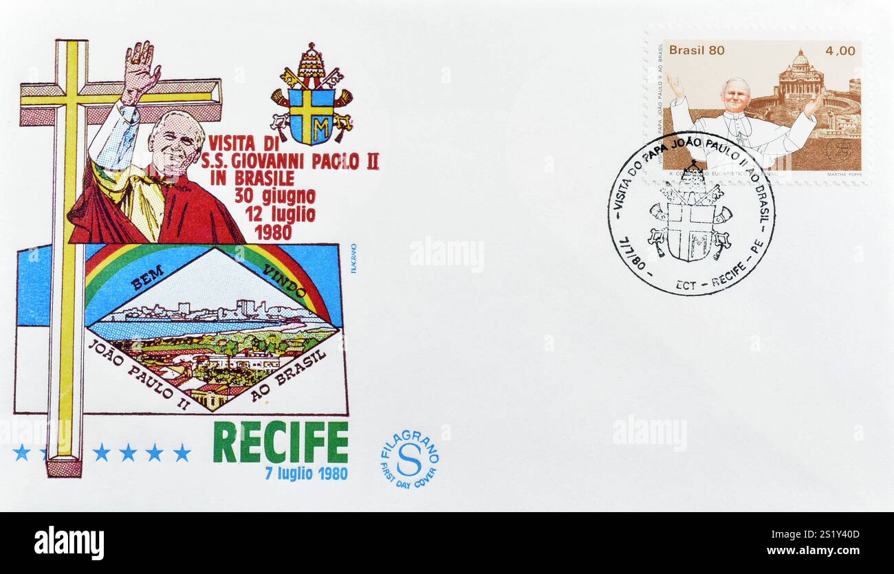 Letter with cancelled postage stamp printed by Brazil, that celebrates ...