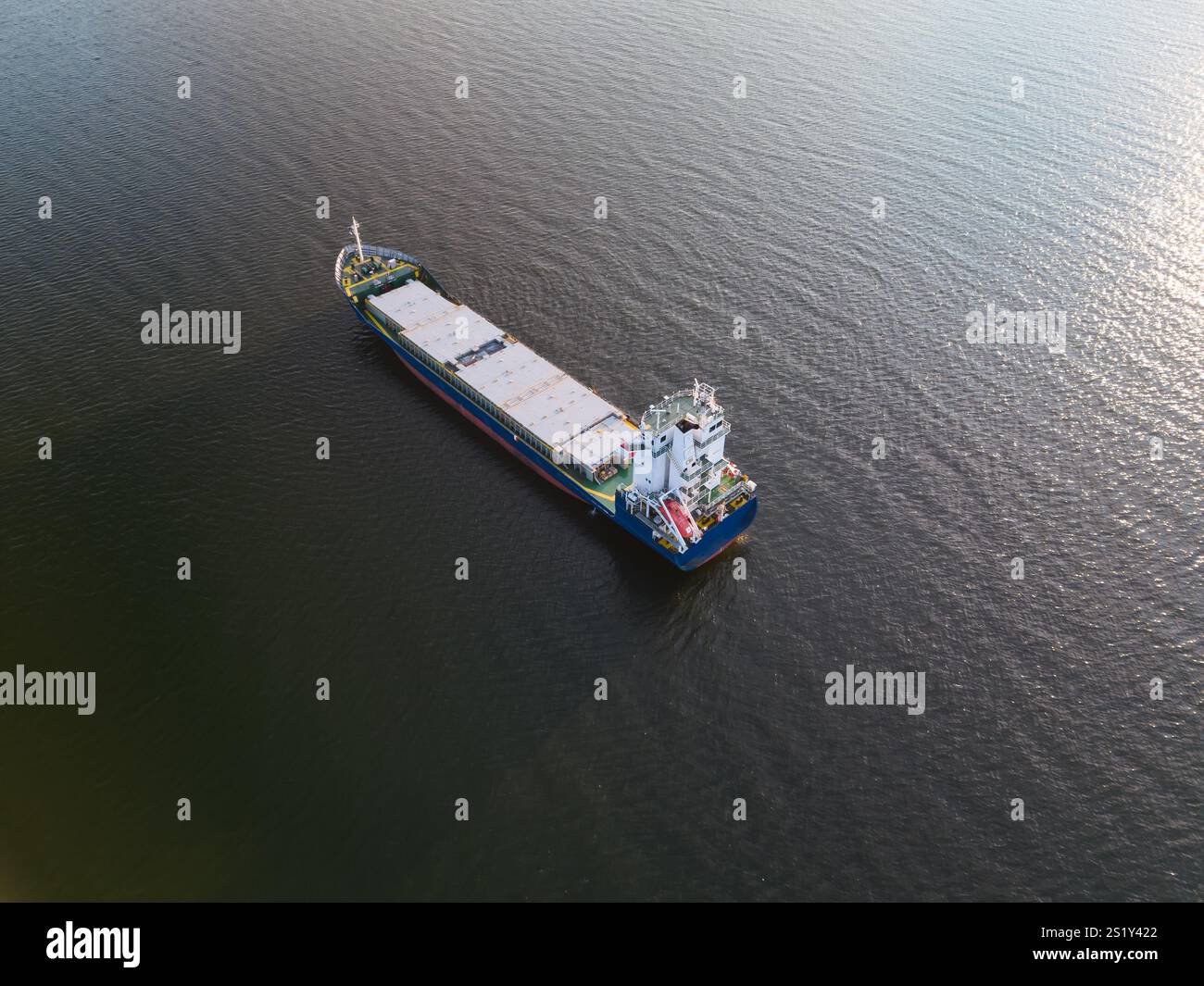Container ship at anchor after unloading in the Baltic Sea. Mooring ...