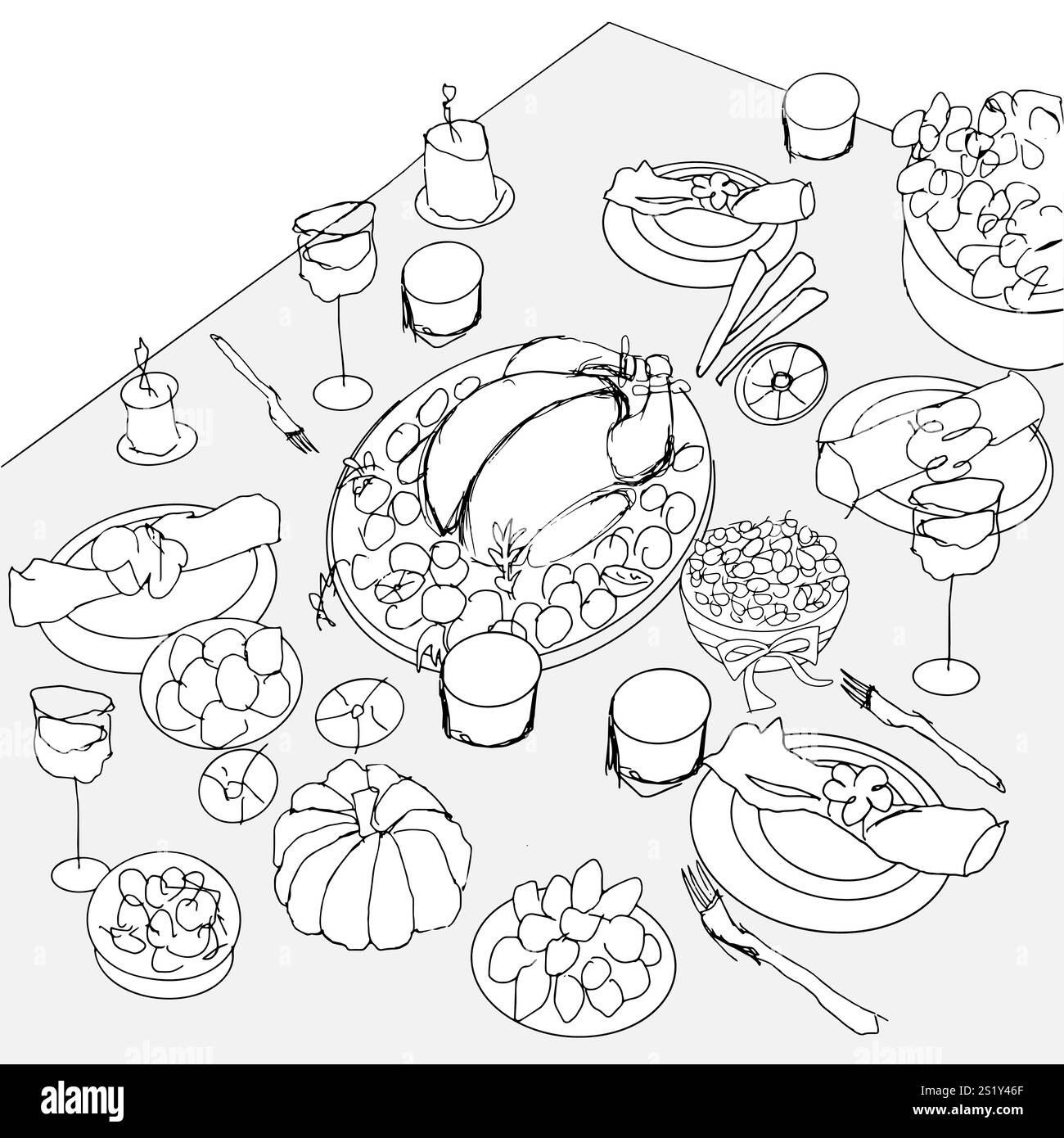 A festive table in the style of a quick sketch Stock Vector Image & Art ...