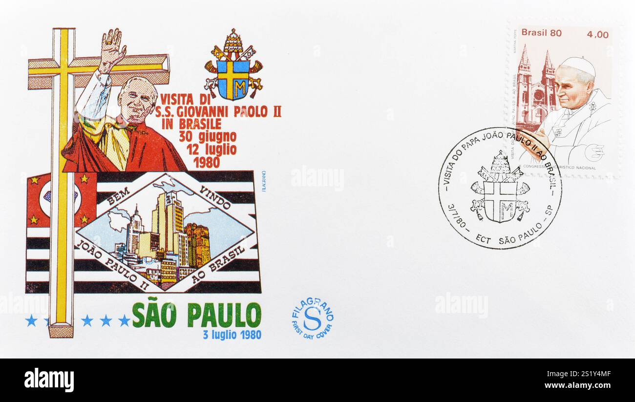 Letter with cancelled postage stamp printed by Brazil, that celebrates ...