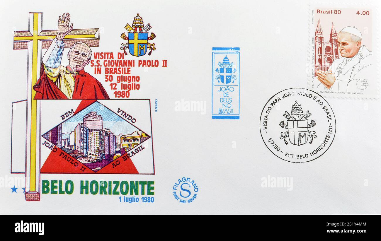 Letter with cancelled postage stamp printed by Brazil, that celebrates ...