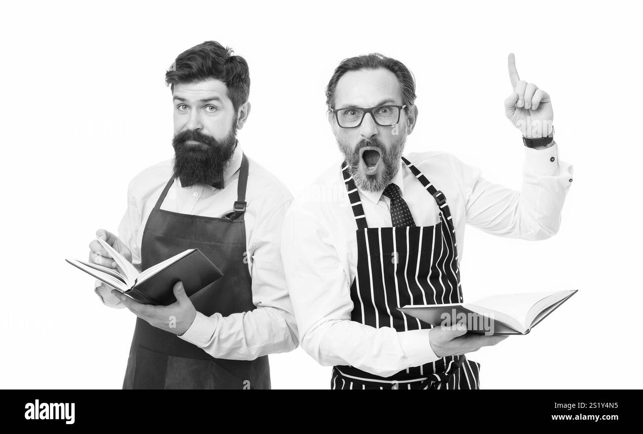 Cooking food recipes. How to cook. Men bearded hipster cook apron ...