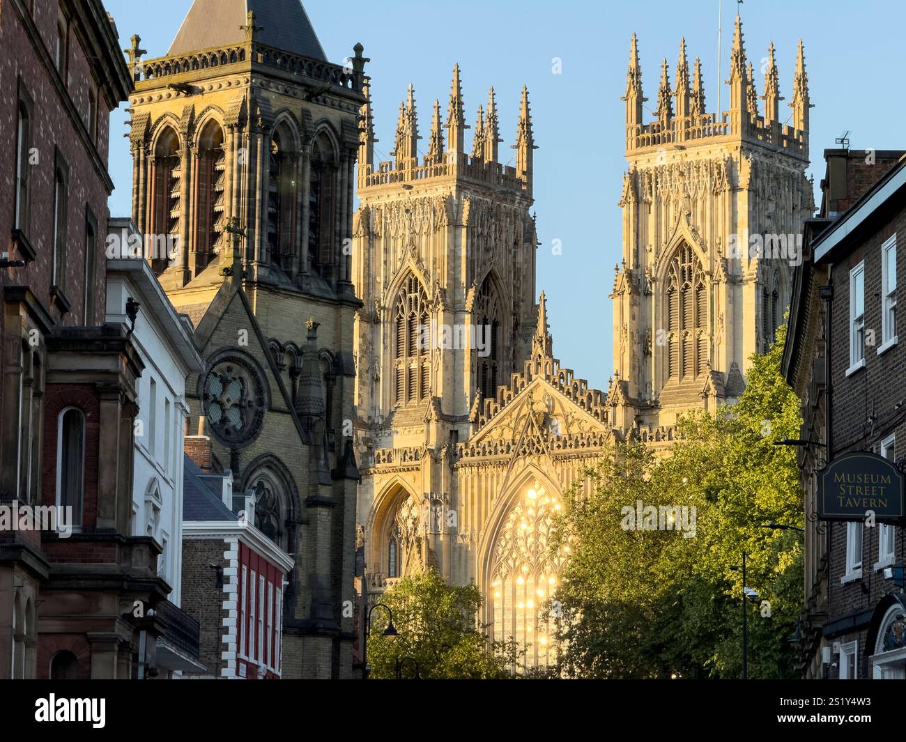 York Minster buildings in evening light, North Yorkshire, England Stock ...