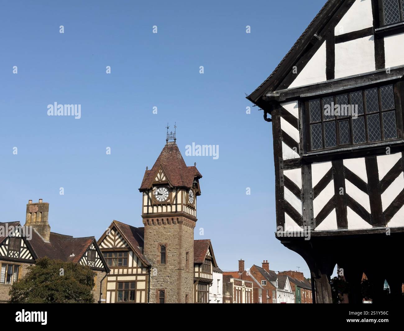 Barrett Browning Institute clock tower Ledbury, Herefordshire, England ...