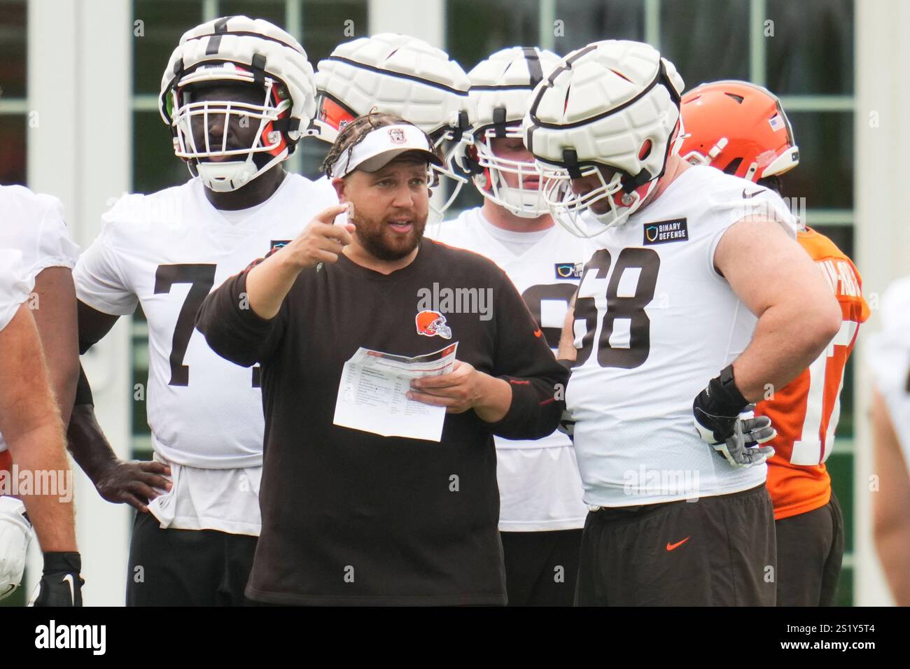 FILE - Andy Dickerson, Cleveland Browns offensive line coach, talks ...