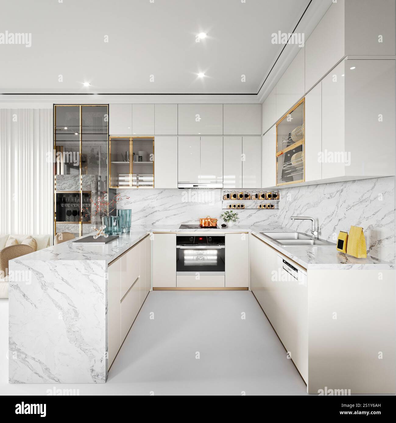 3d render modern kitchen Stock Photo - Alamy