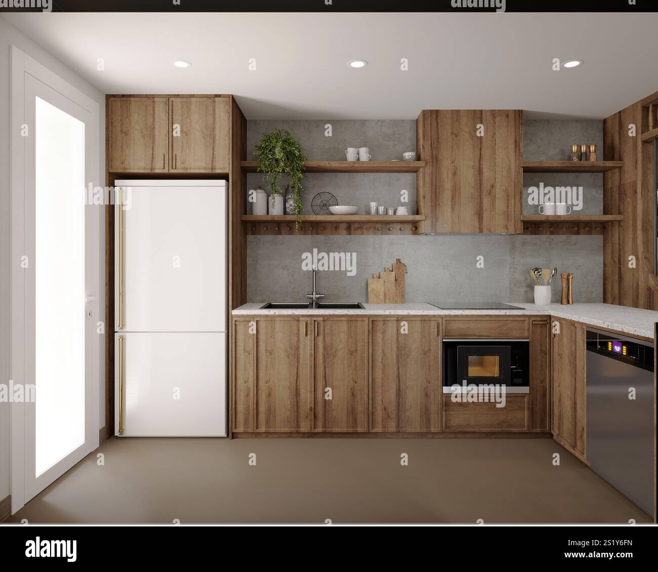 3d render modern kitchen Stock Photo - Alamy