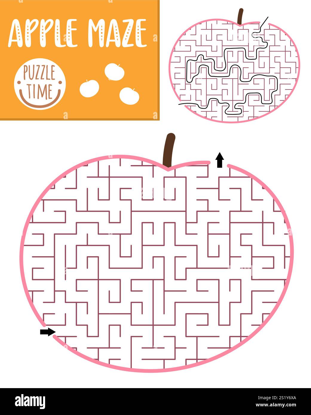 Fruit geometrical maze for kids. Preschool printable activity shaped as ...