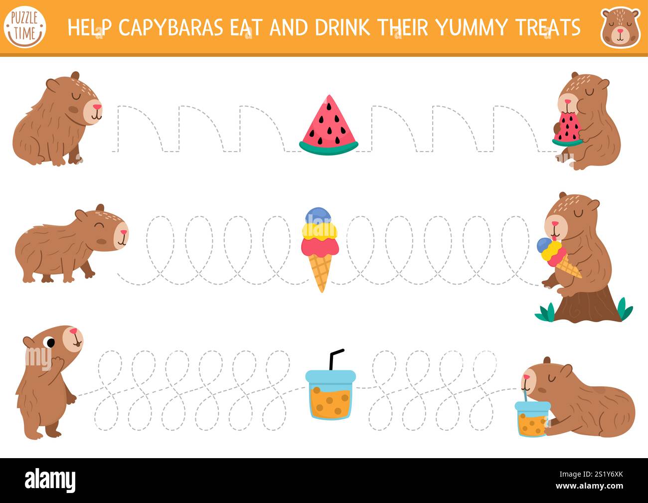 Vector capybara handwriting practice worksheet. Capibara printable ...