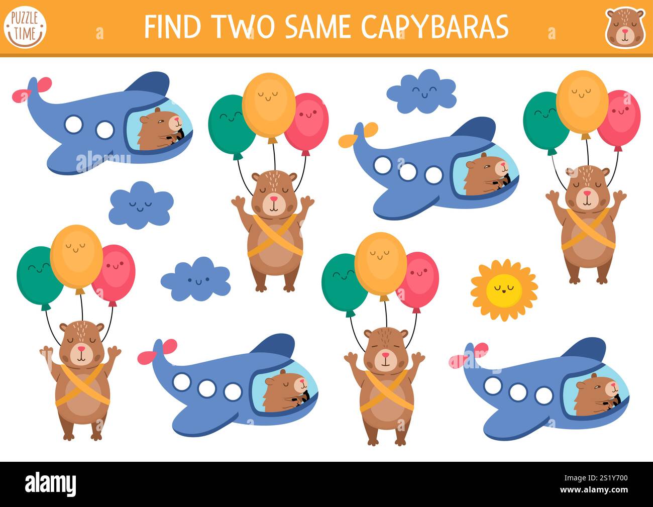 Find two same capybaras. Capibara matching activity for children ...