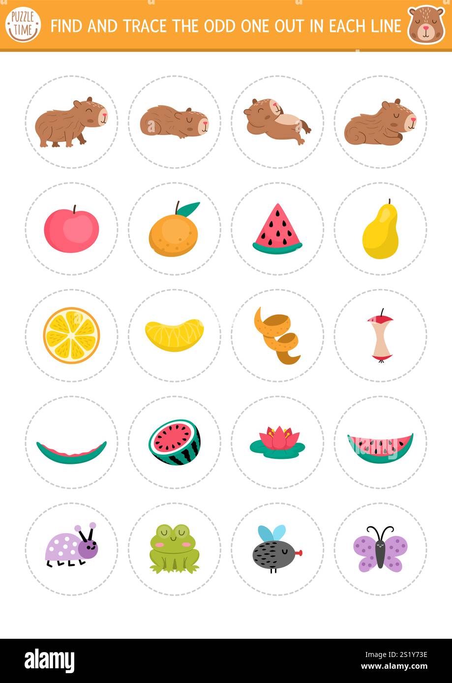 Find the odd one out. Capybara logical activity for kids. Capibara ...