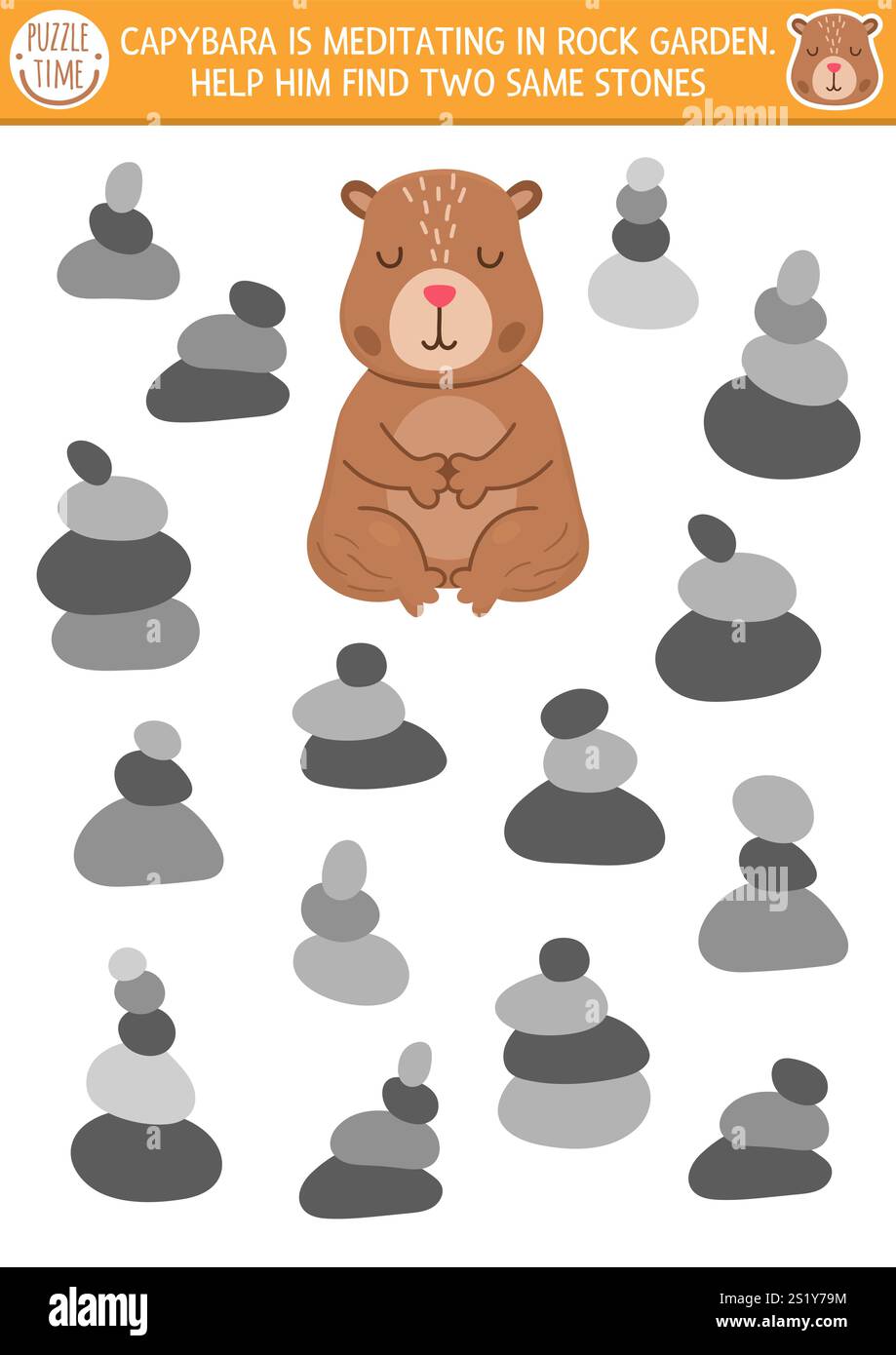 Find two same stone pyramids. Capybara matching activity for children ...