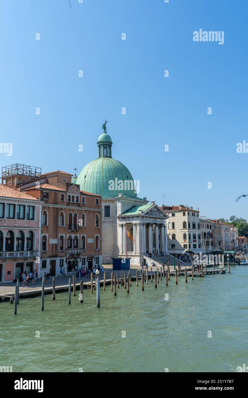 View of the Church of San Simeon Piccolo with its iconic green dome ...