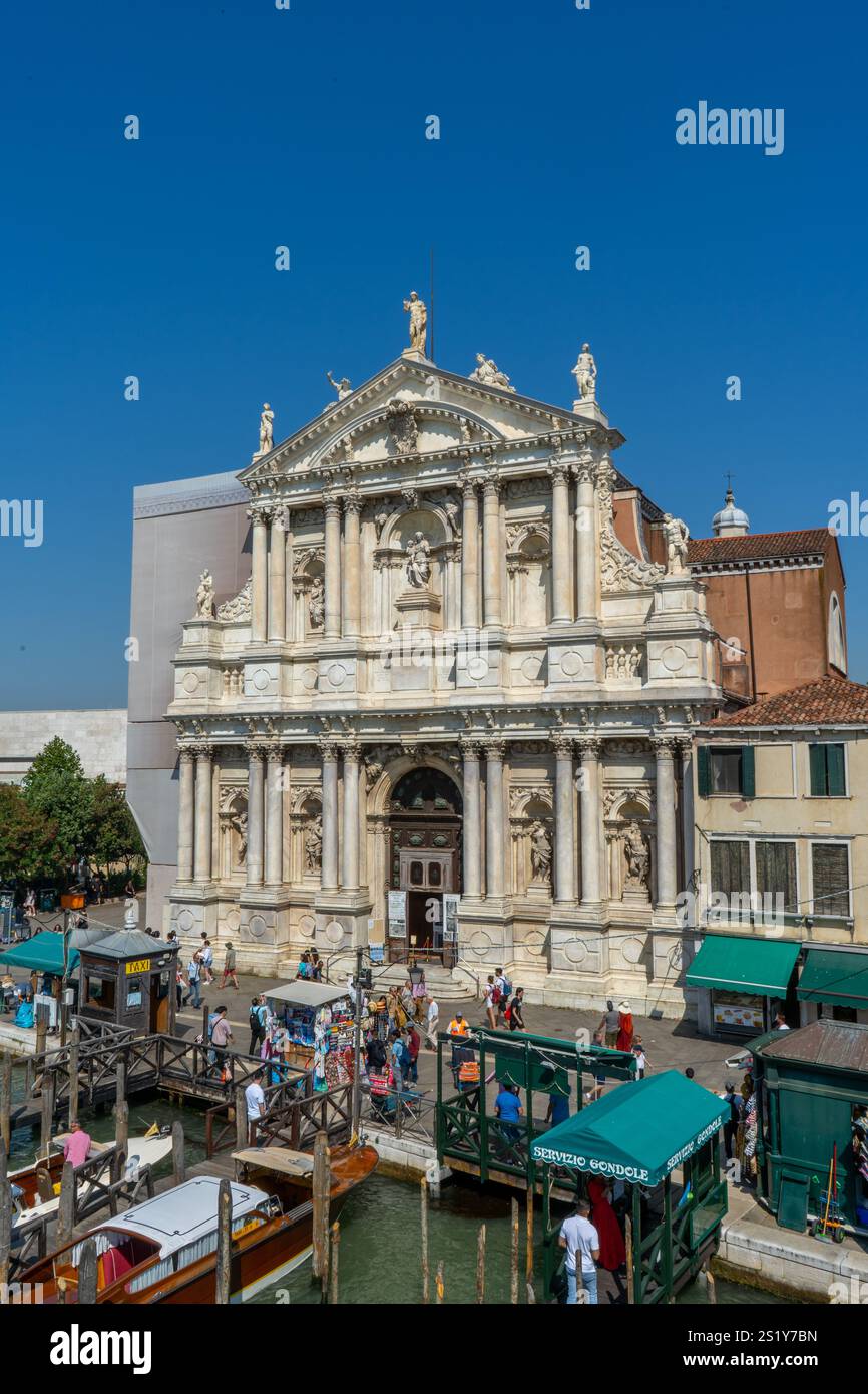 The ornate facade of the Church of San Simeon Piccolo in Venice, Italy ...