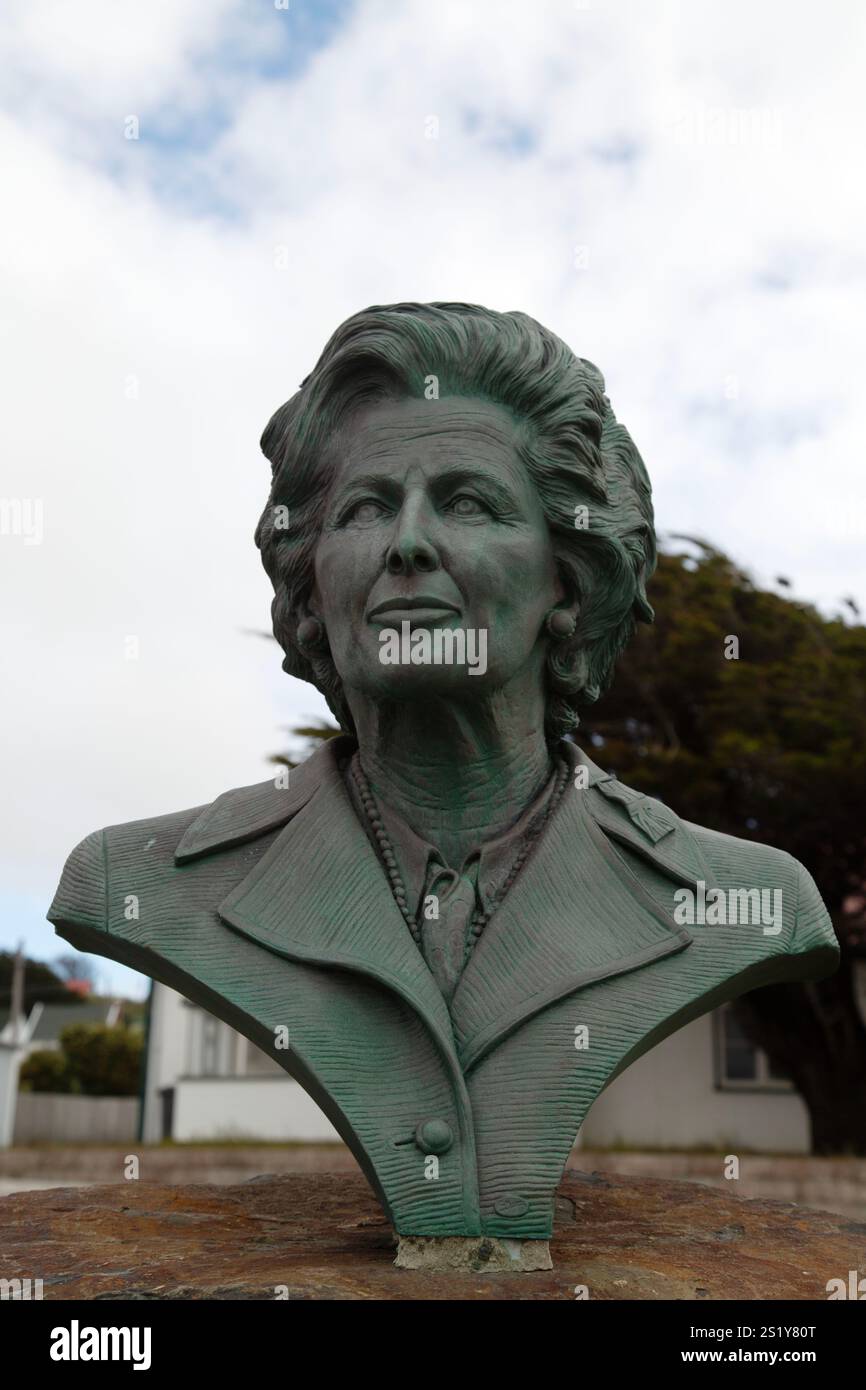 Margaret Thatcher Memorial bust and plaque. Stanley, the Falkland ...