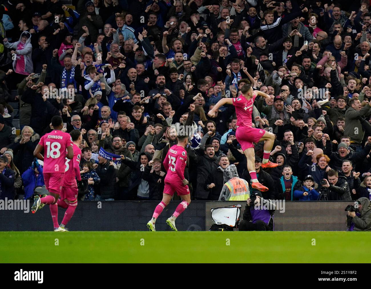 Ipswich Town's Liam Delap (right) celebrates after scoring his sides ...