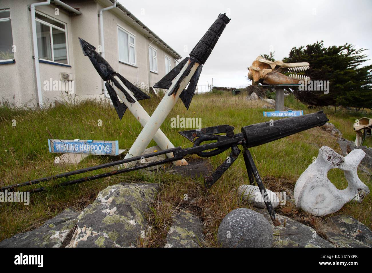 Whaling harpoons, Whalebone Display, Stanley, the Falkland Islands ...