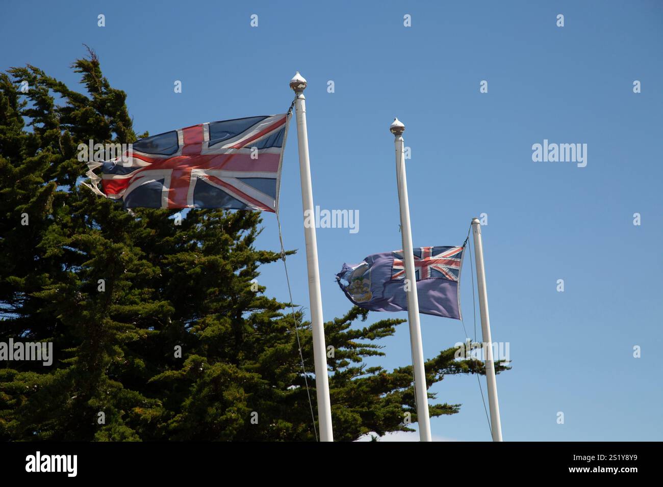 British and Falkland Island flags, Stanley, the Falkland Islands Stock ...
