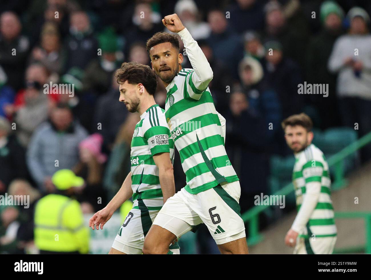 Celtic's Auston Trusty (centre) celebrates scoring their side's second ...