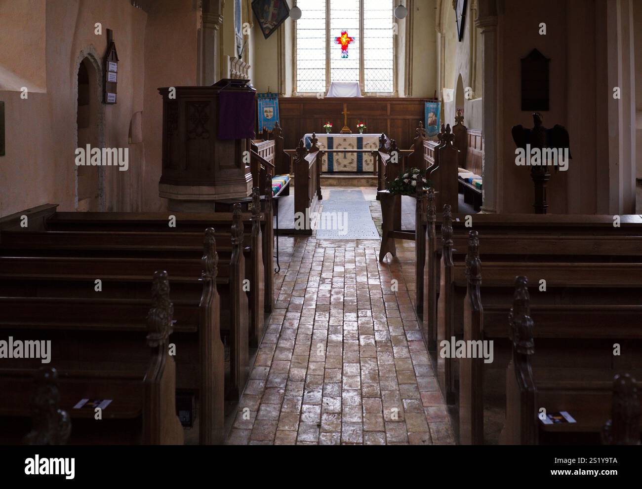 Interior of St Nicholas church in Bracon Ash, Norfolk Stock Photo - Alamy