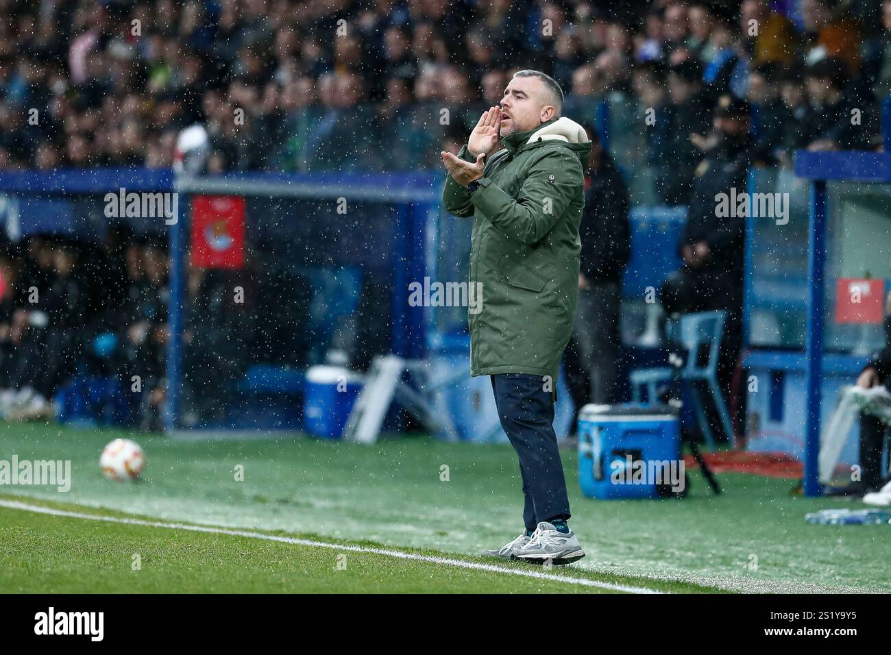 Javi Rey, head coach of SD Ponferradina gestures during the Copa del ...