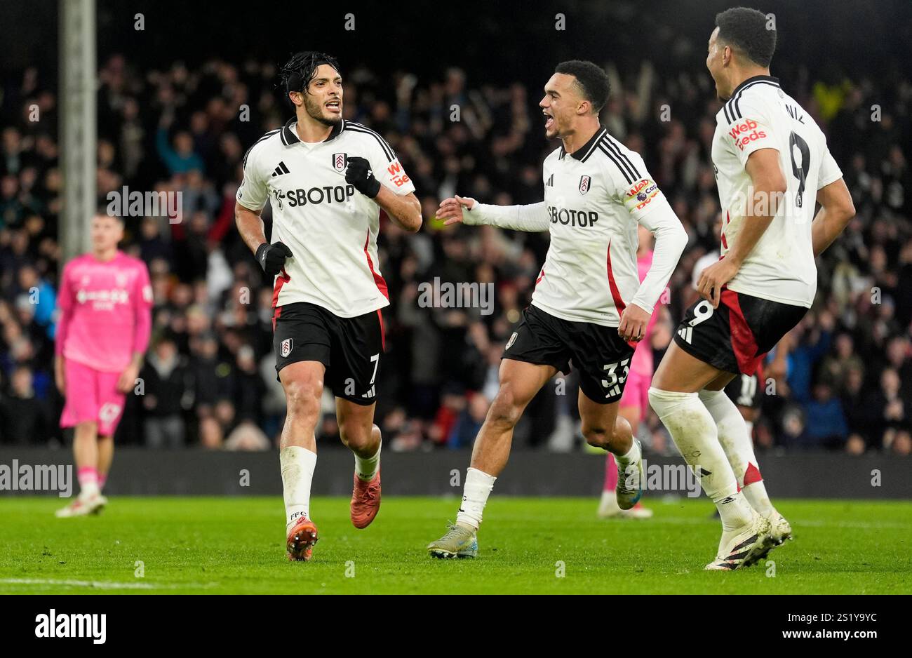 Fulham's Raul Jimenez (left) celebrates after scoring his sides second ...