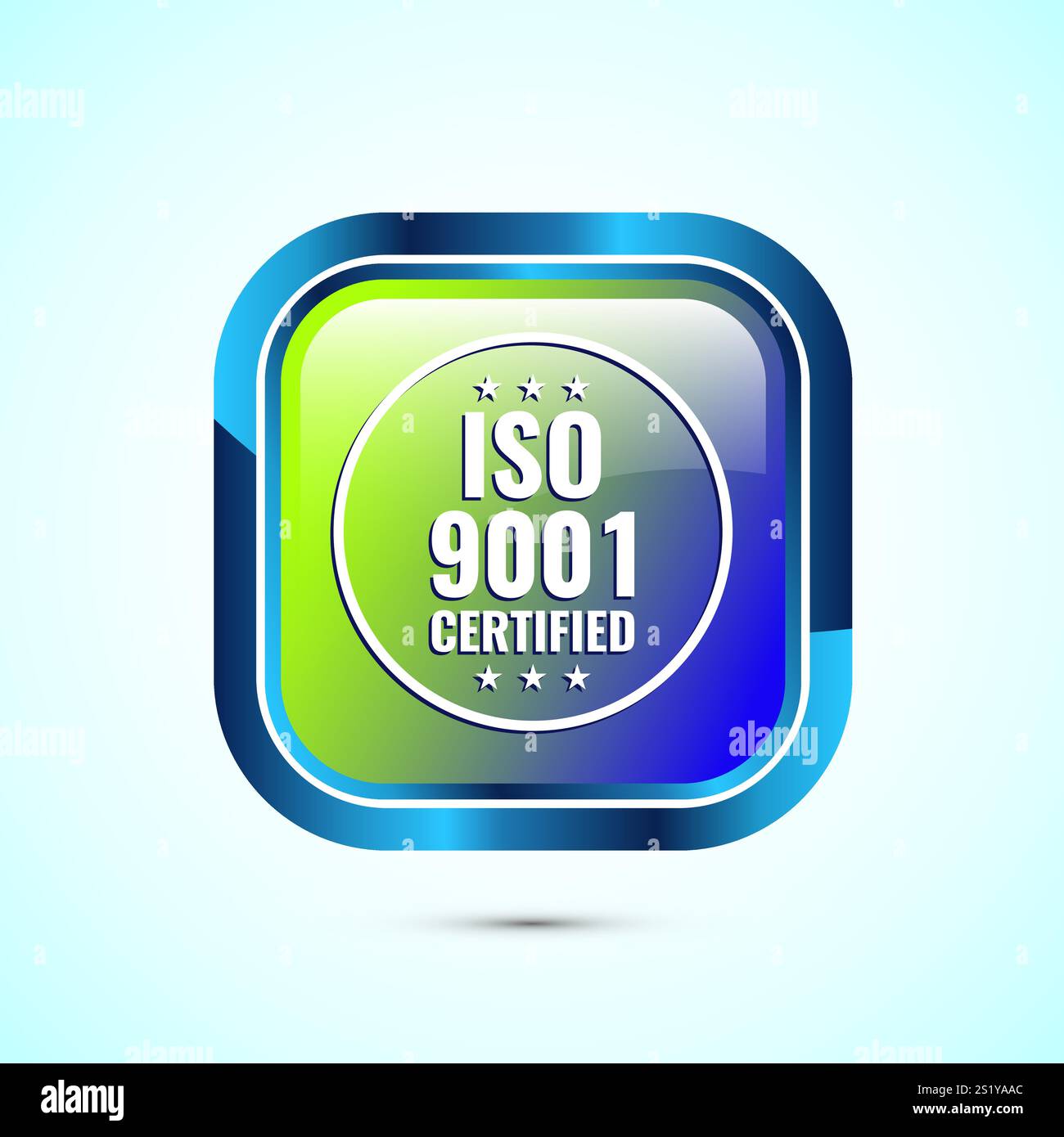 ISO 9001 certified icon design illustration, Standard quality label ...