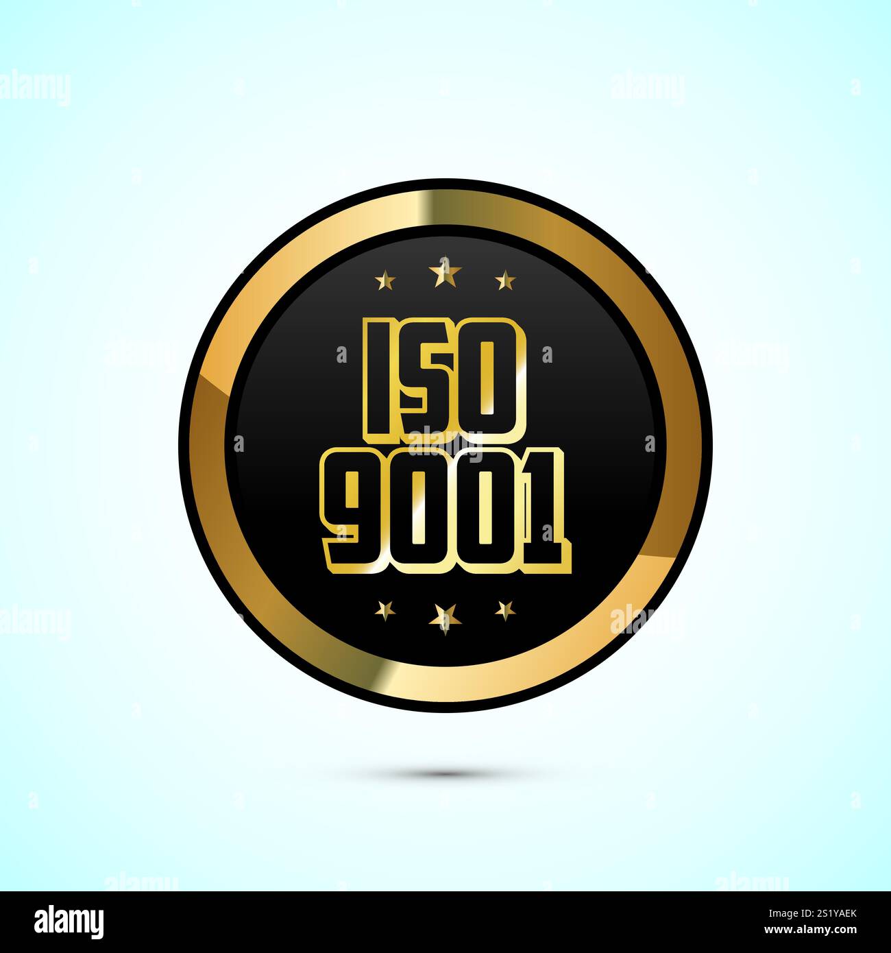 ISO 9001 golden badge for products quality management Stock Vector ...