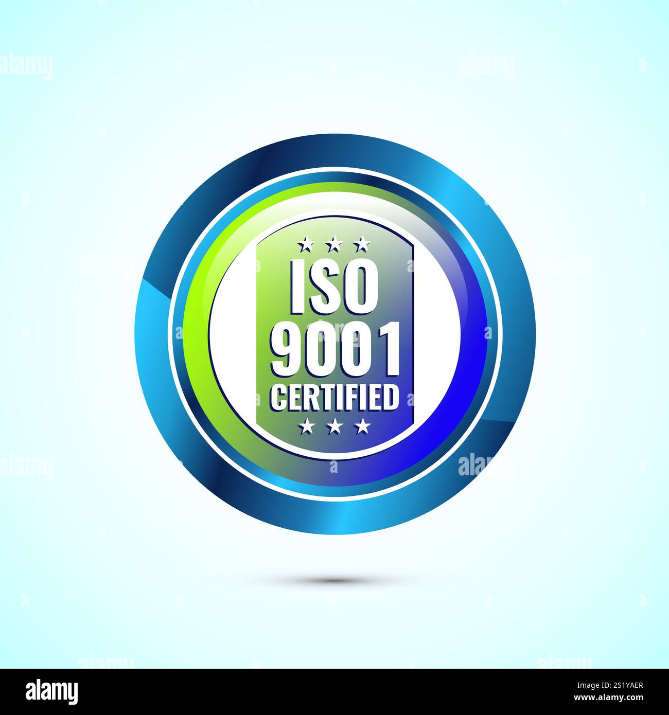 ISO 9001 certified icon design illustration, Standard quality label ...