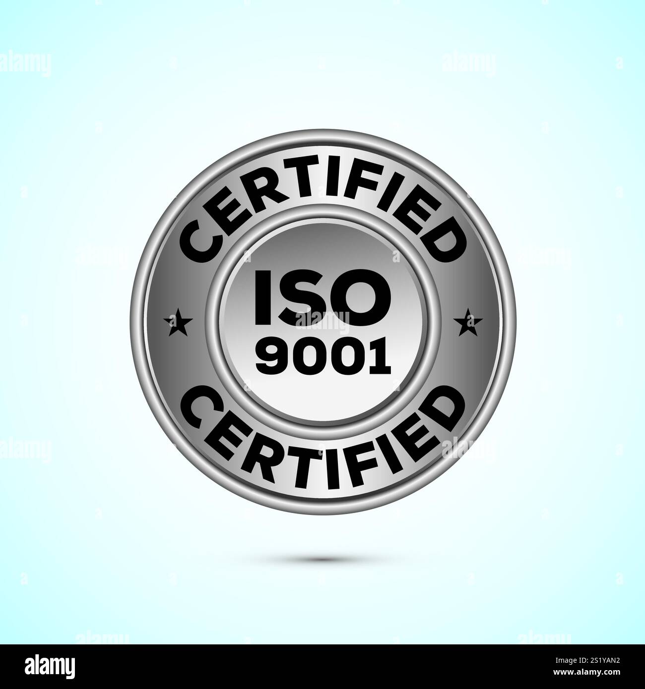 ISO 9001 silver badge for products quality management Stock Vector ...